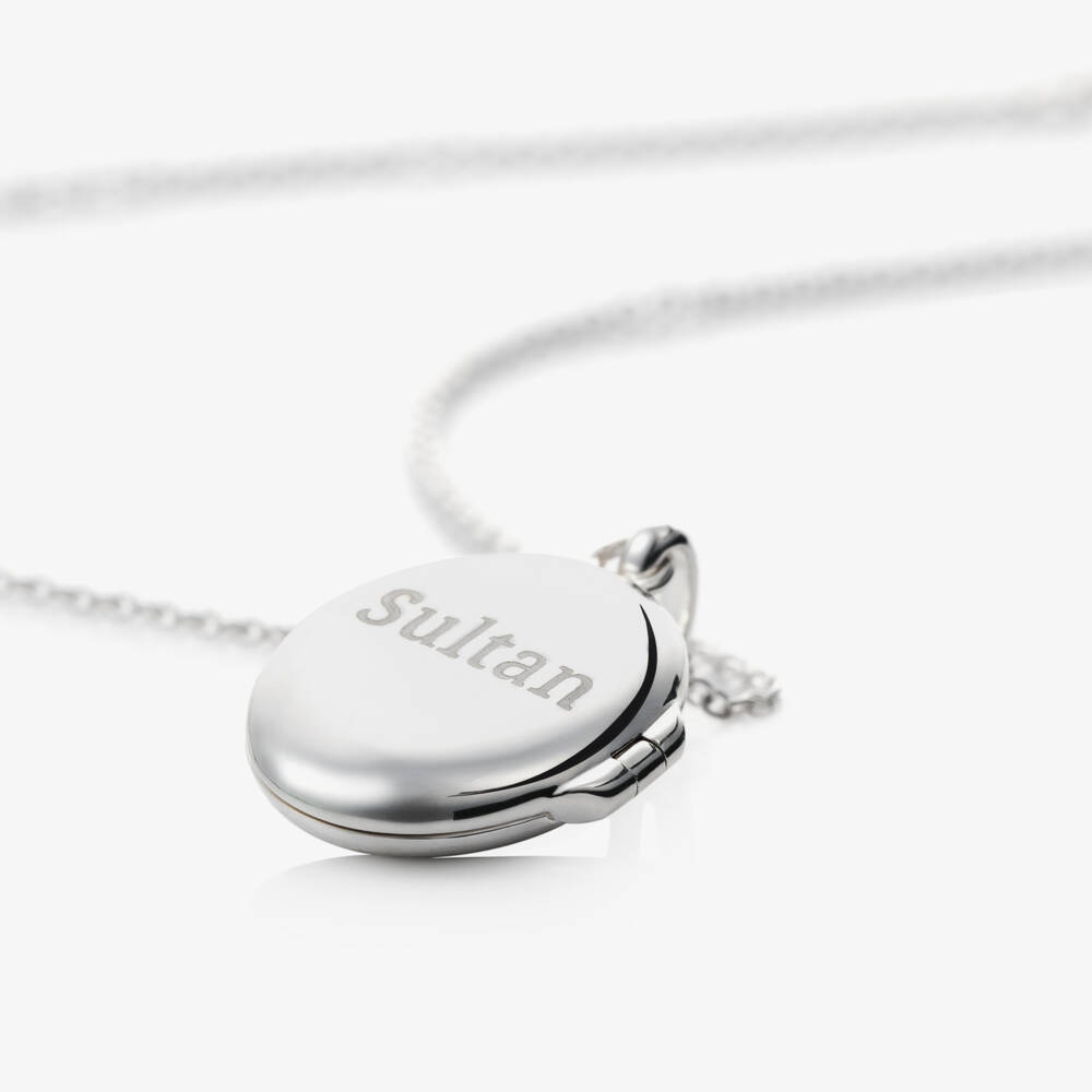 Little Star - Silver Personalised Oval Locket (41cm) | Childrensalon
