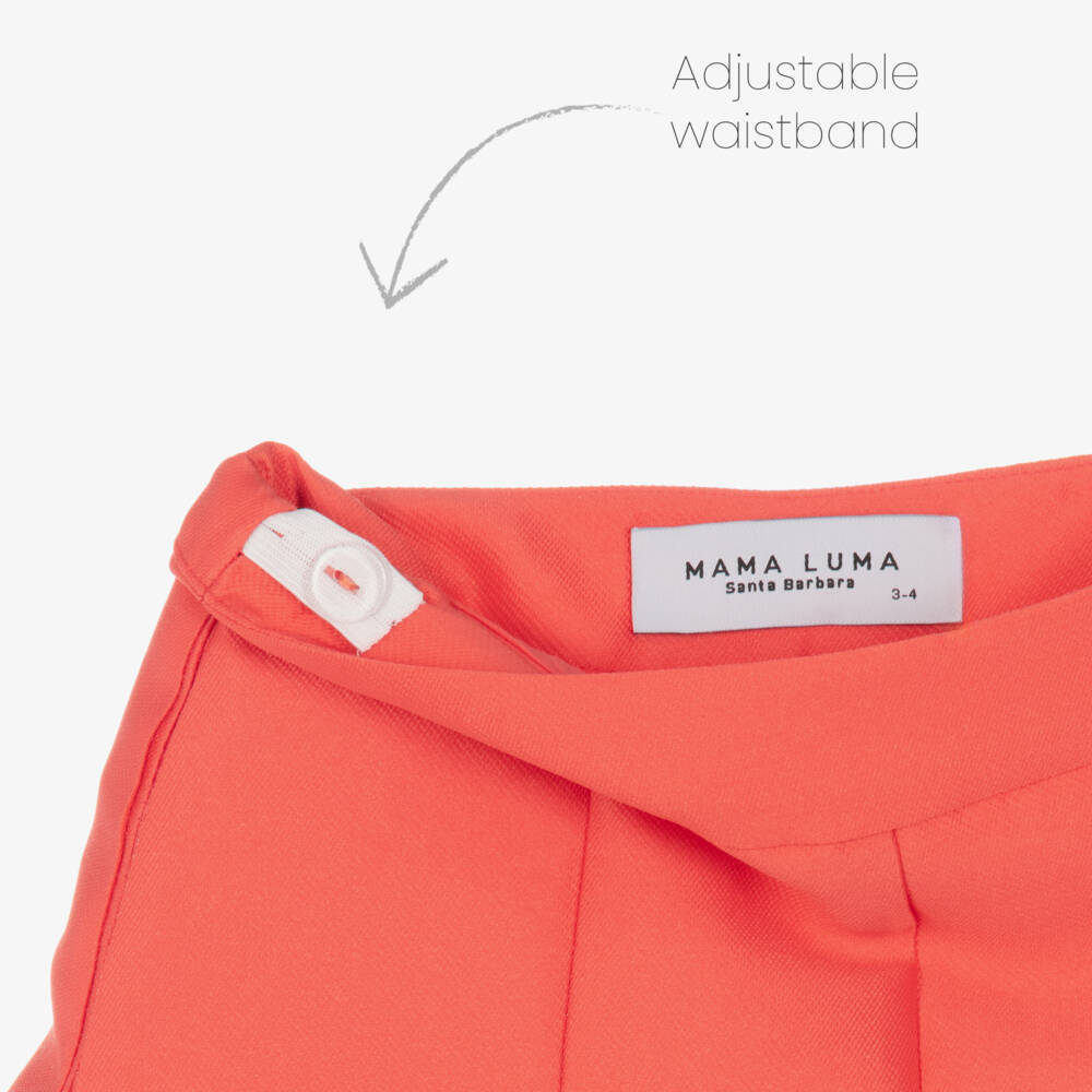 Mama Luma - Girls Coral Orange Satin Shorts | Childrensalon