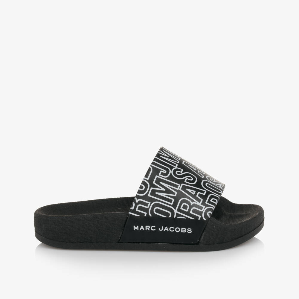 MARC JACOBS - Black Jumbled Logo Sliders | Childrensalon