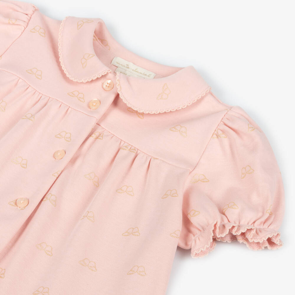 Marie-Chantal - Girls Pink Pima Cotton Angel Wing Pyjamas | Childrensalon