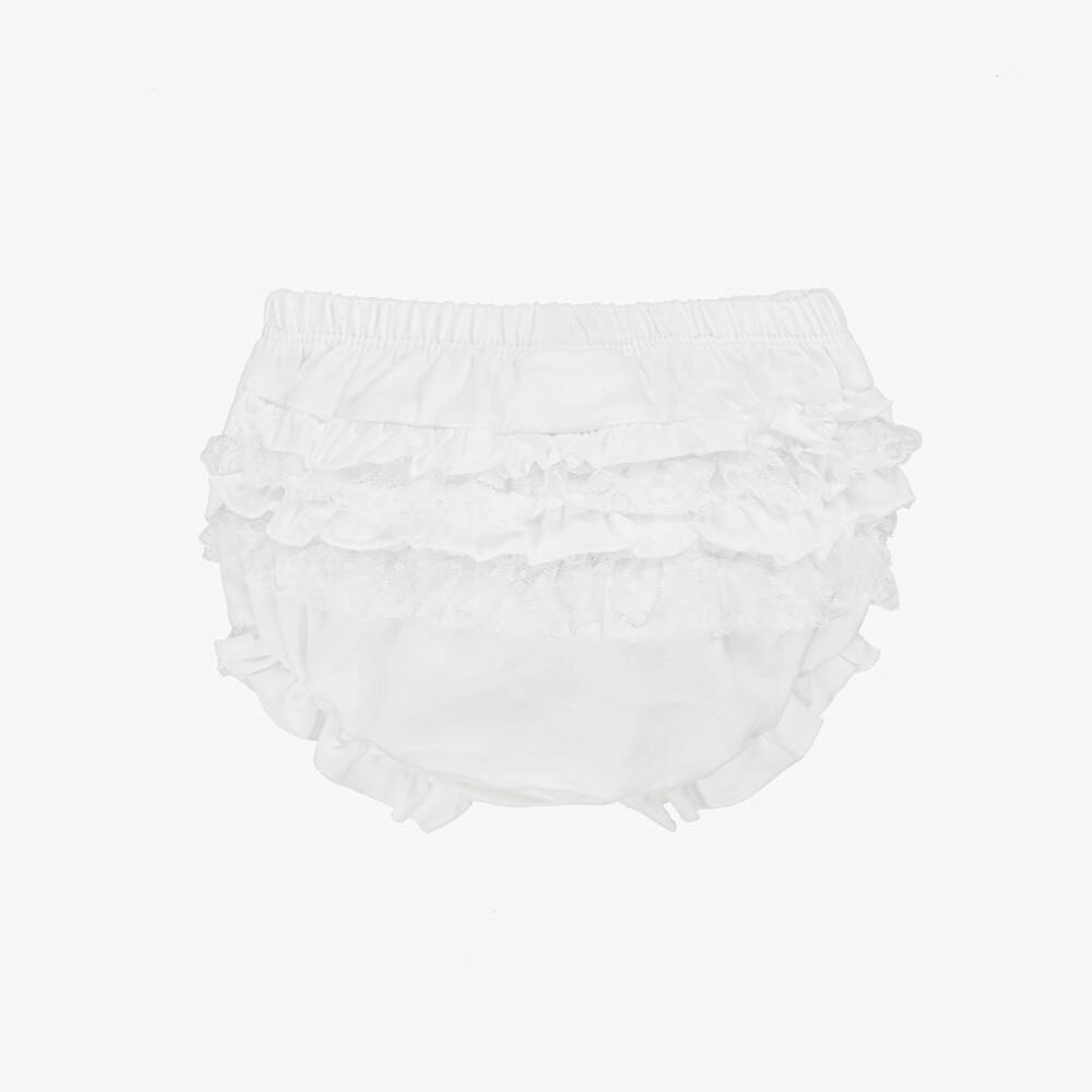 Mayoral Newborn - Baby Girls White Cotton Frilly Pants | Childrensalon