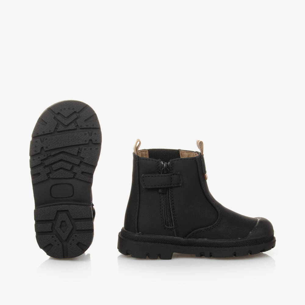 Mayoral - Black Faux Leather Chelsea Baby Boots | Childrensalon
