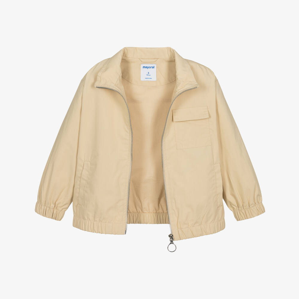 Mayoral - Boys Beige Cotton Jacket | Childrensalon