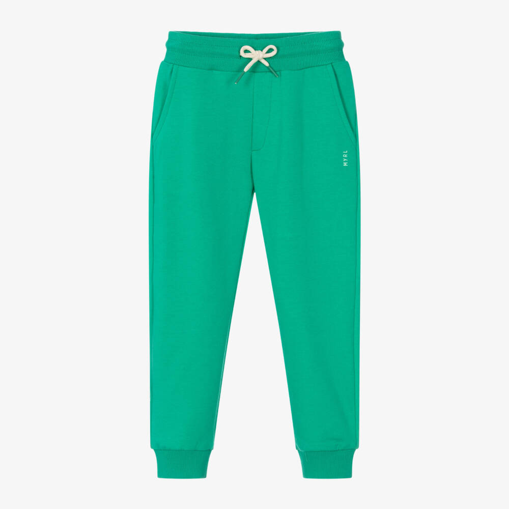 Mayoral - Boys Green Cotton Drawstring Joggers | Childrensalon