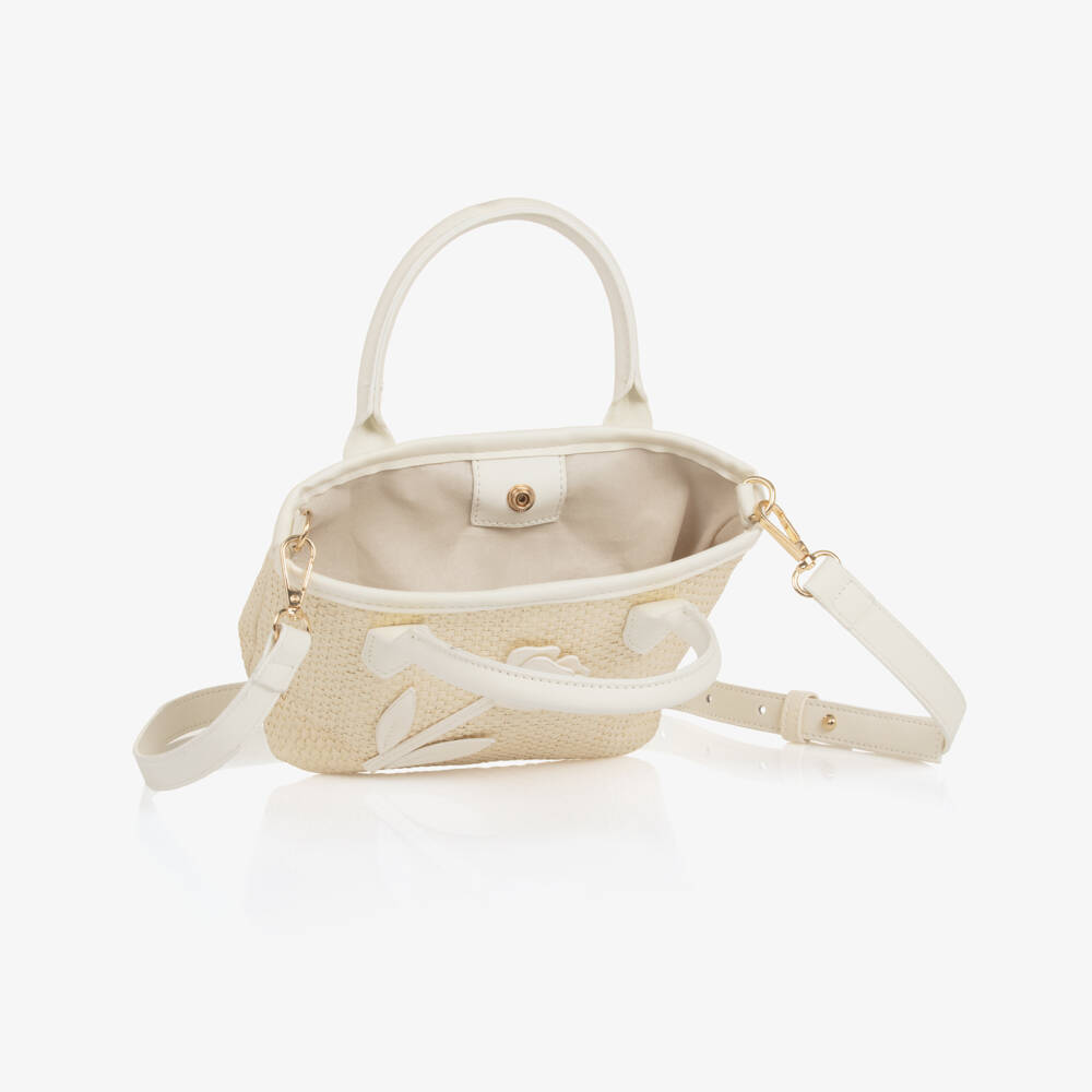 Mayoral - Girls Beige & Ivory Flower Handbag (16cm) | Childrensalon
