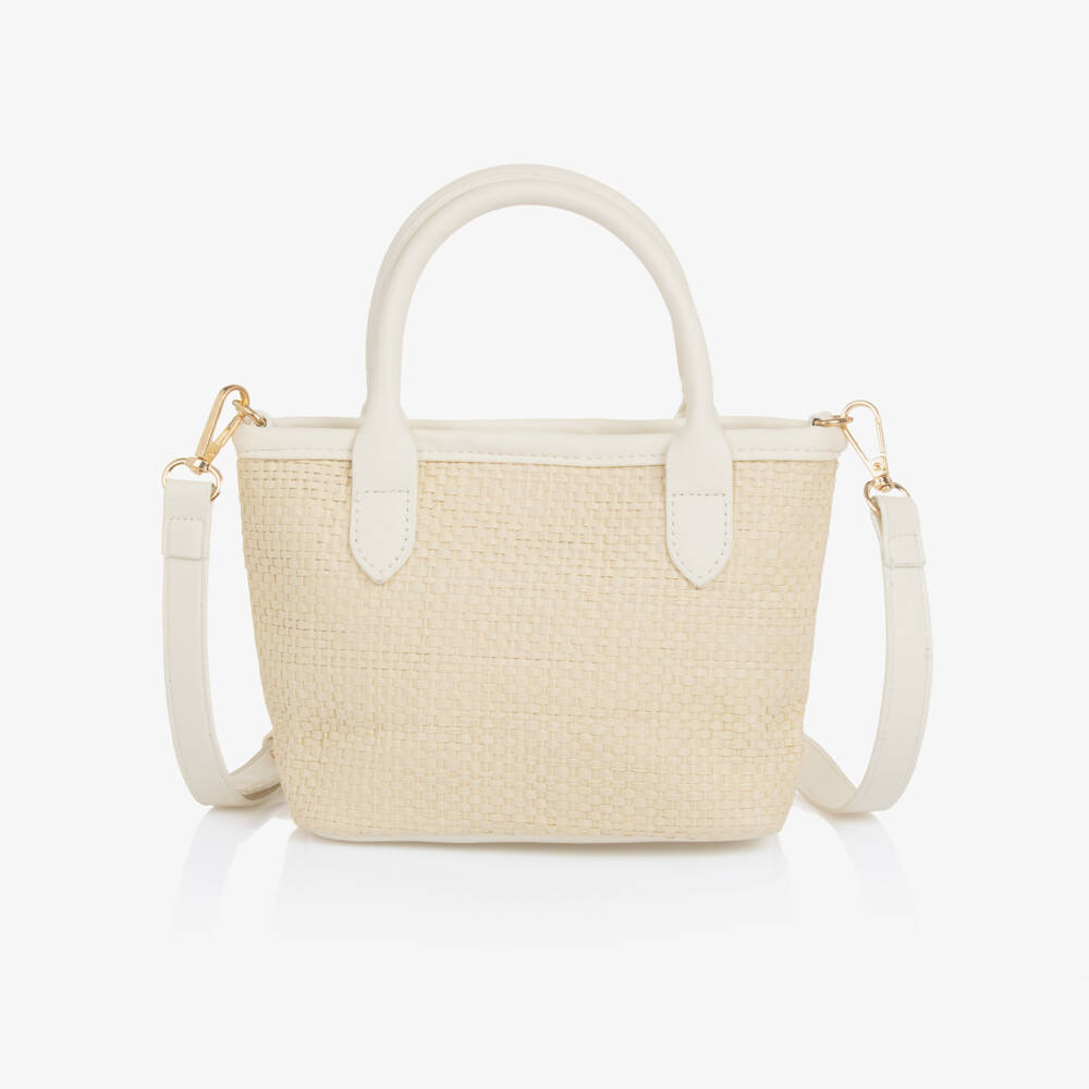 Mayoral - Girls Beige & Ivory Flower Handbag (16cm) | Childrensalon