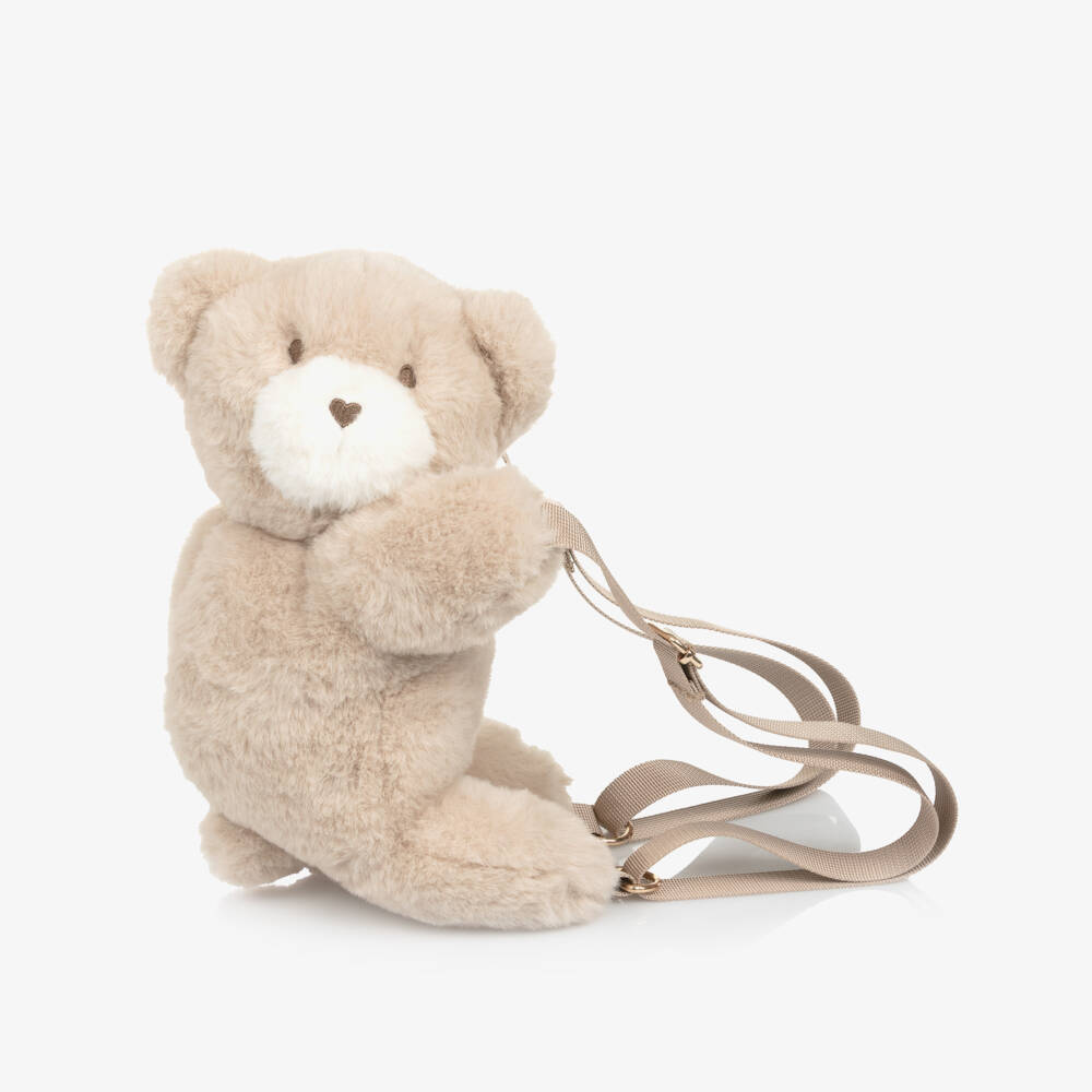 Mayoral - Girls Beige Plush Teddy Bear Backpack (32cm) | Childrensalon