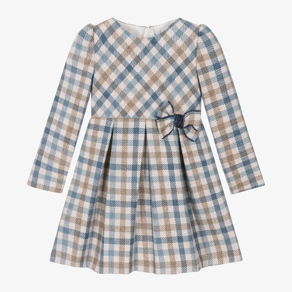 Mayoral - Girls Blue Check Dress | Childrensalon