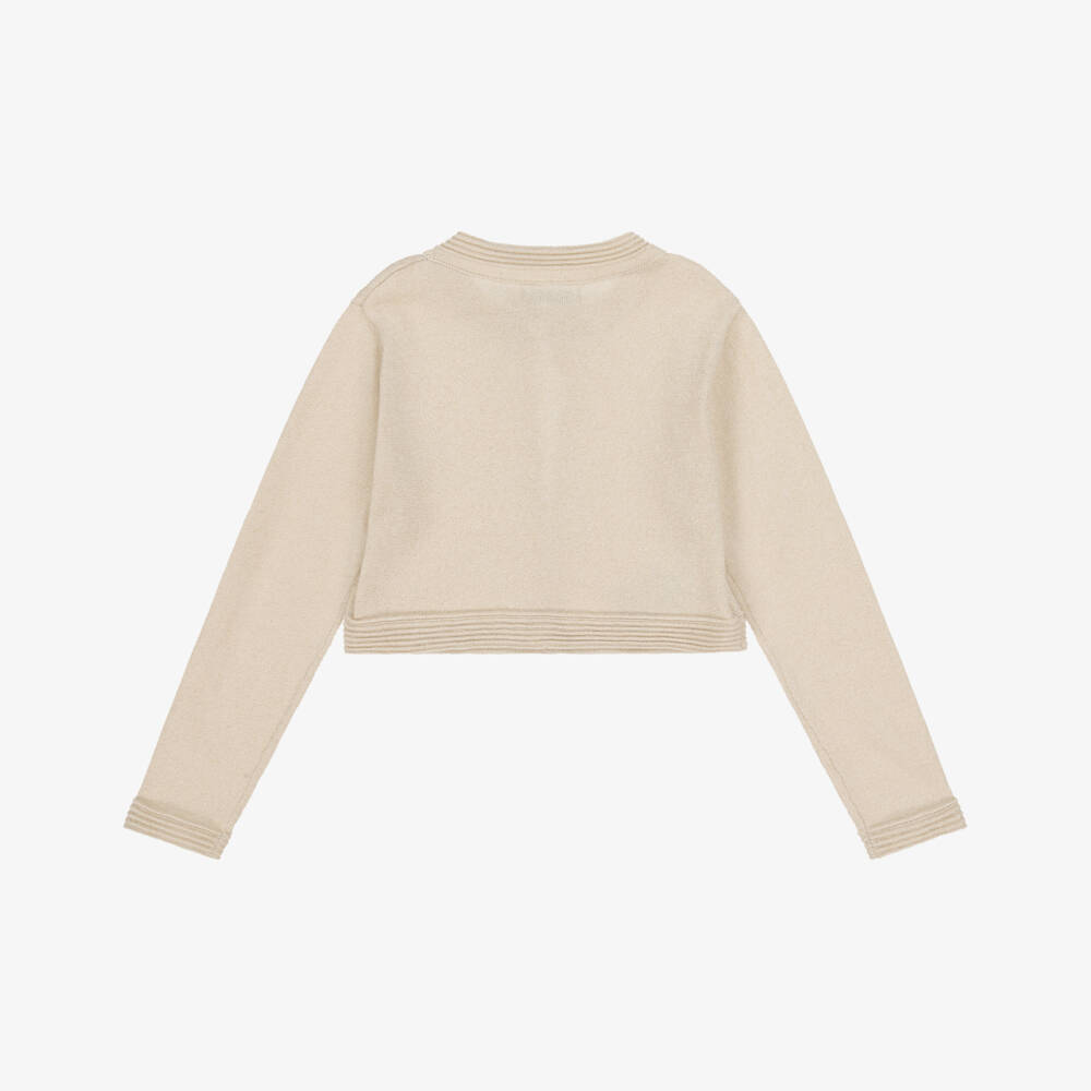 Mayoral - Girls Glittery Gold Cotton Cardigan | Childrensalon