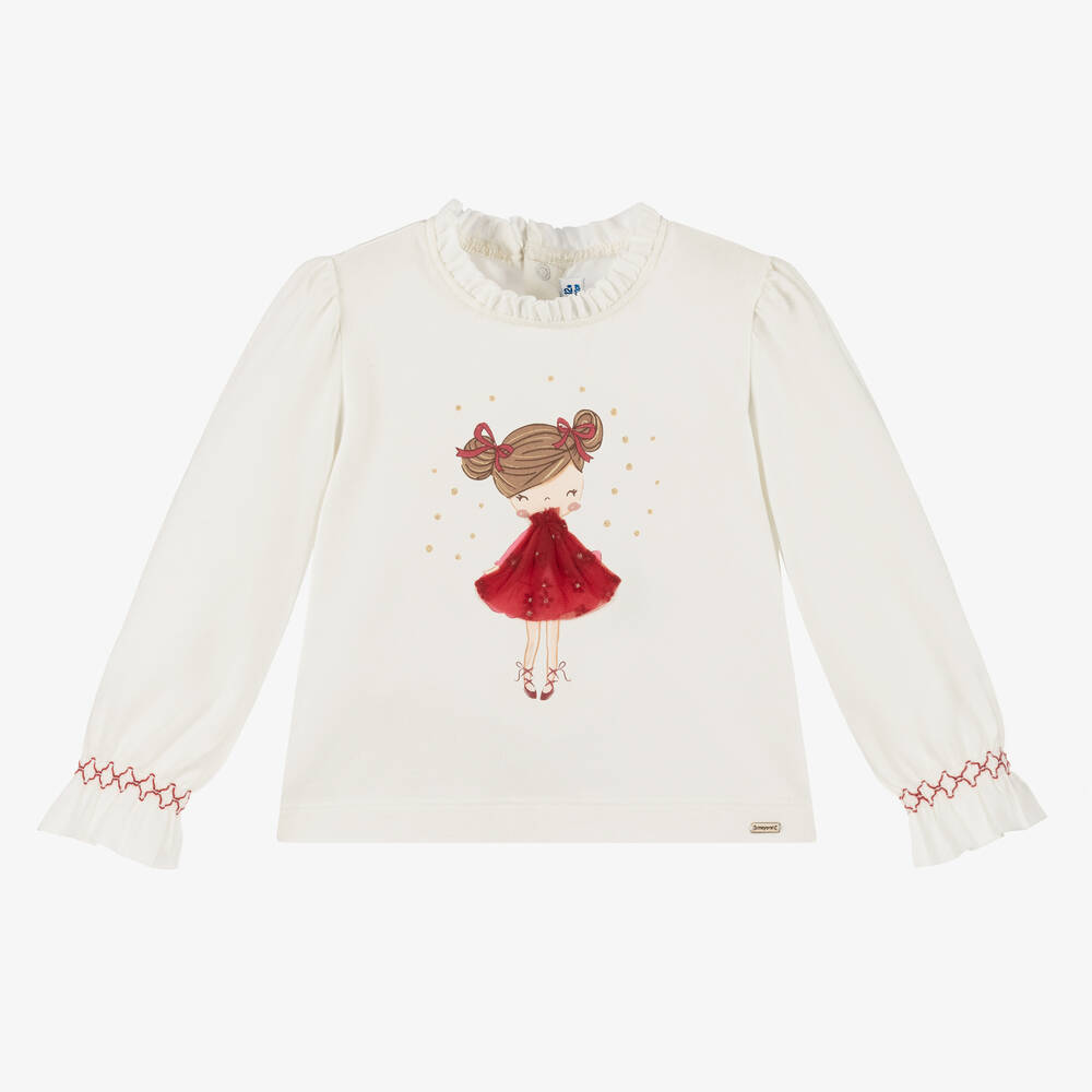 Mayoral - Girls Ivory Cotton Ballerina Top | Childrensalon
