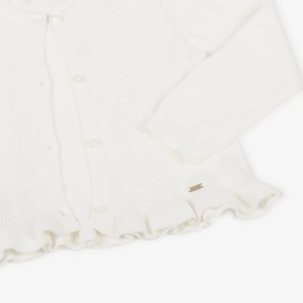 Mayoral - Girls Ivory Cotton Knit Cardigan | Childrensalon
