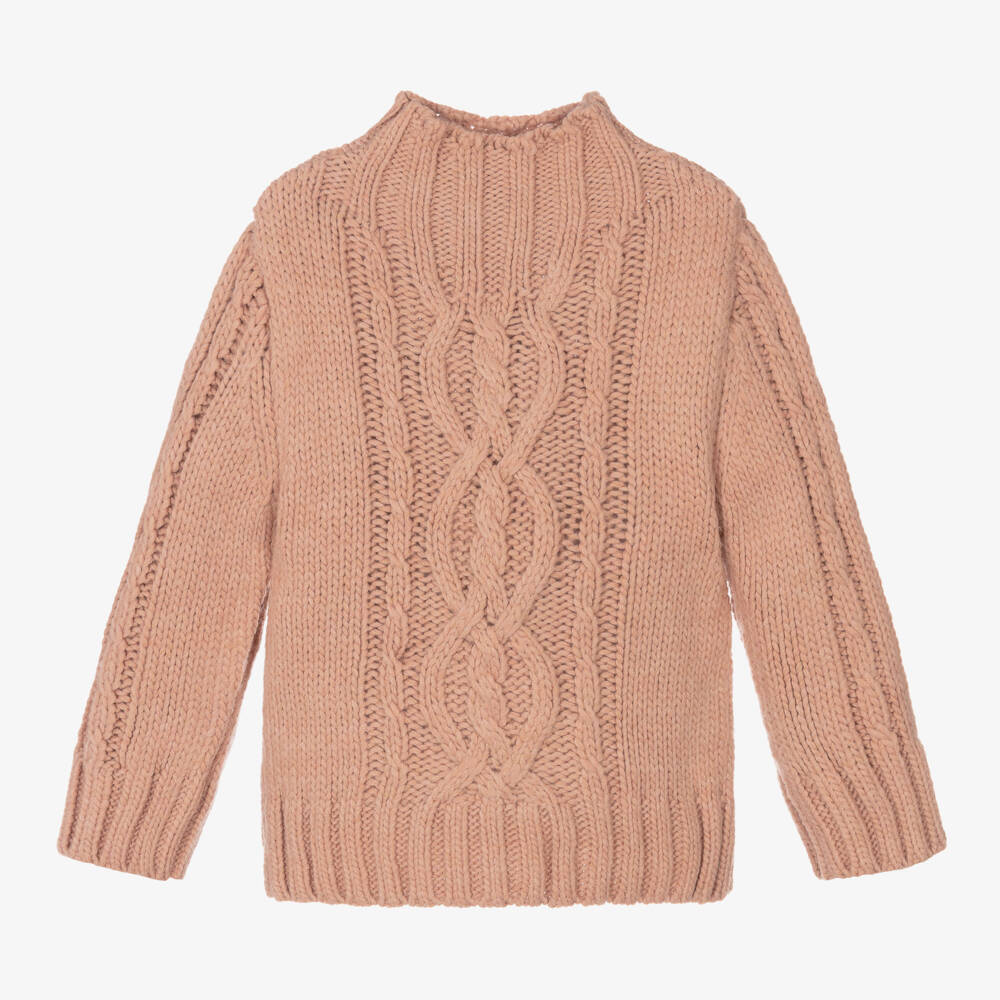 Mayoral - Girls Pink Cable Knit Sweater | Childrensalon