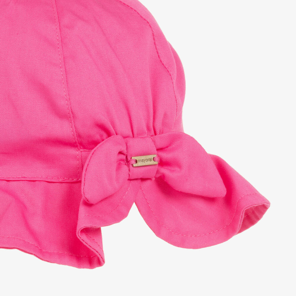Mayoral - Girls Pink Cotton Twill Sun Hat | Childrensalon