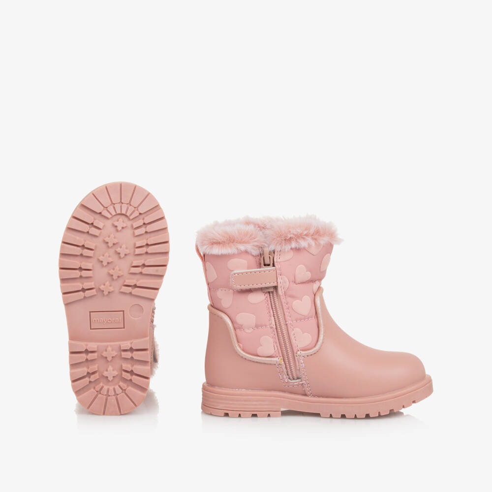 Mayoral - Girls Pink Heart Snow Boots | Childrensalon