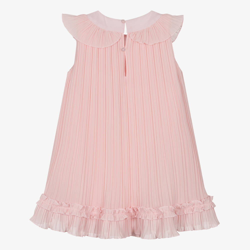 Mayoral - Girls Pink Pleated Chiffon Dress | Childrensalon