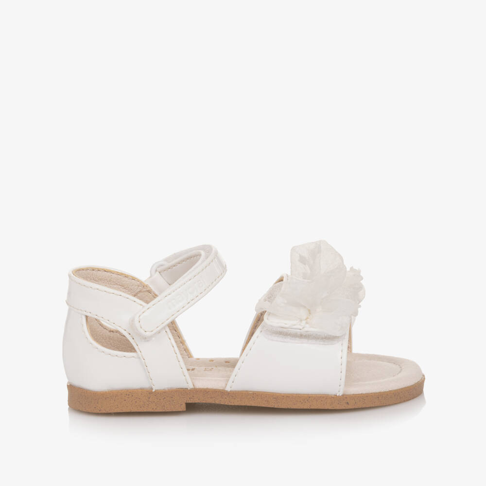 Mayoral - Girls White Faux Patent Leather Sandals | Childrensalon