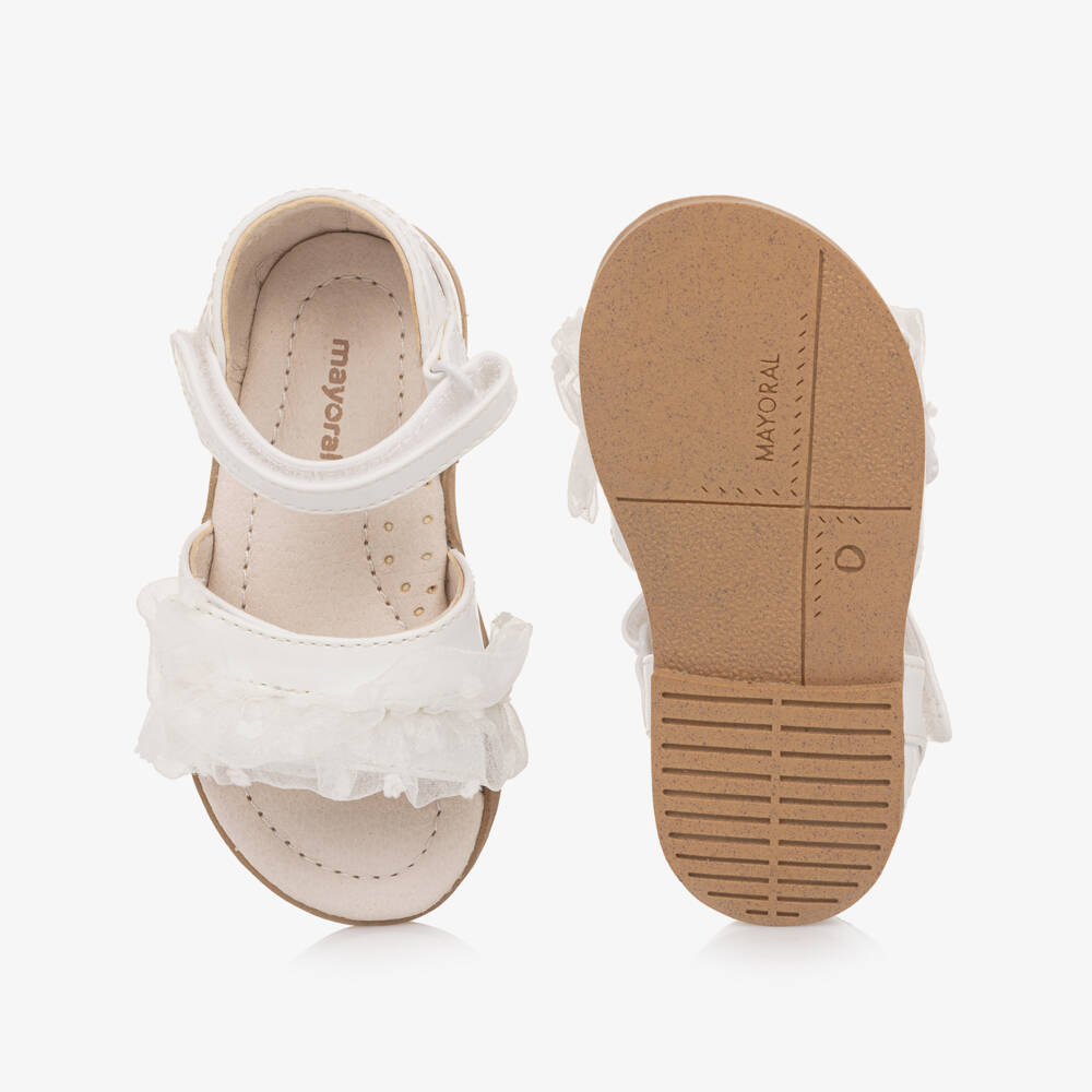 Mayoral - Girls White Faux Patent Leather Sandals | Childrensalon