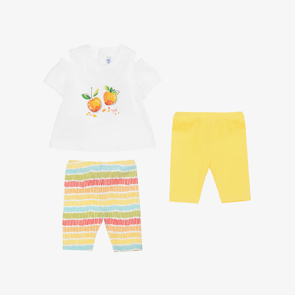 Mayoral - Girls Yellow Cotton Leggings Set | Childrensalon
