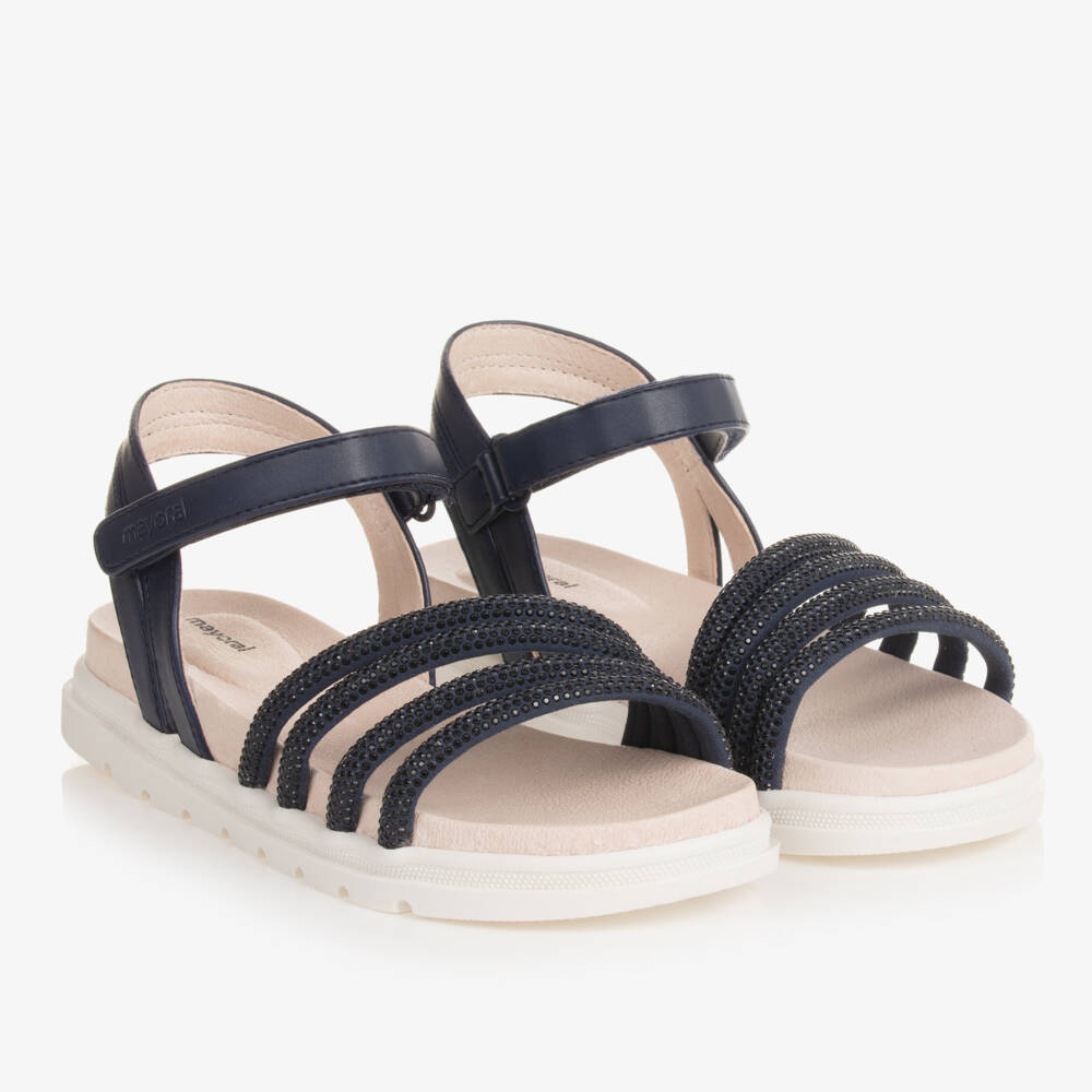 Mayoral - Teen Girls Blue Studded Strap Sandals | Childrensalon
