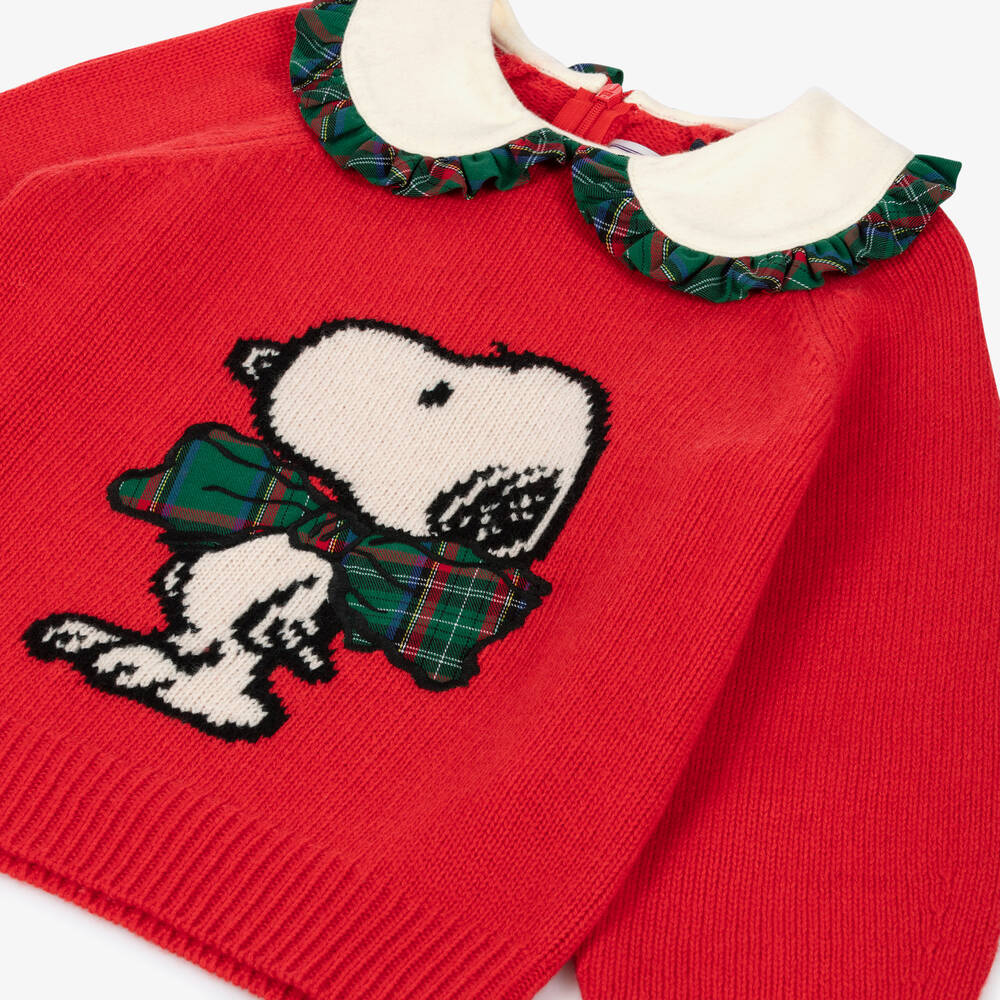MC2 Saint Barth - Girls Red Wool & Cashmere Peanuts© Sweater ...