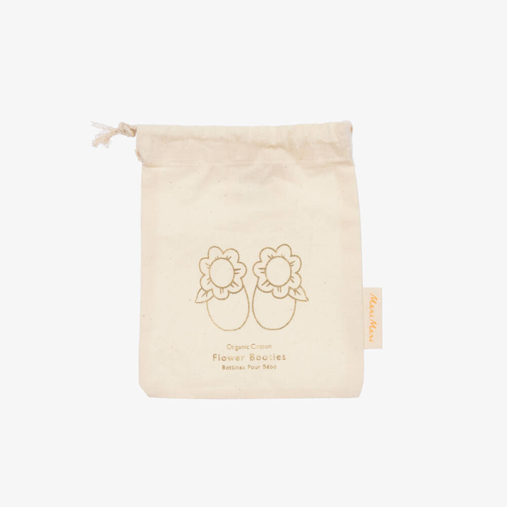 Meri Meri - Baby Girls Pink Organic Cotton Flower Booties | Childrensalon
