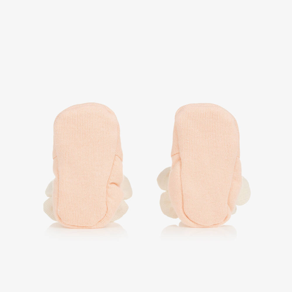 Meri Meri - Baby Girls Pink Organic Cotton Flower Booties | Childrensalon