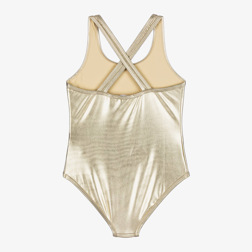 Michael Kors Kids - Girls Metallic Gold Swimsuit | Childrensalon