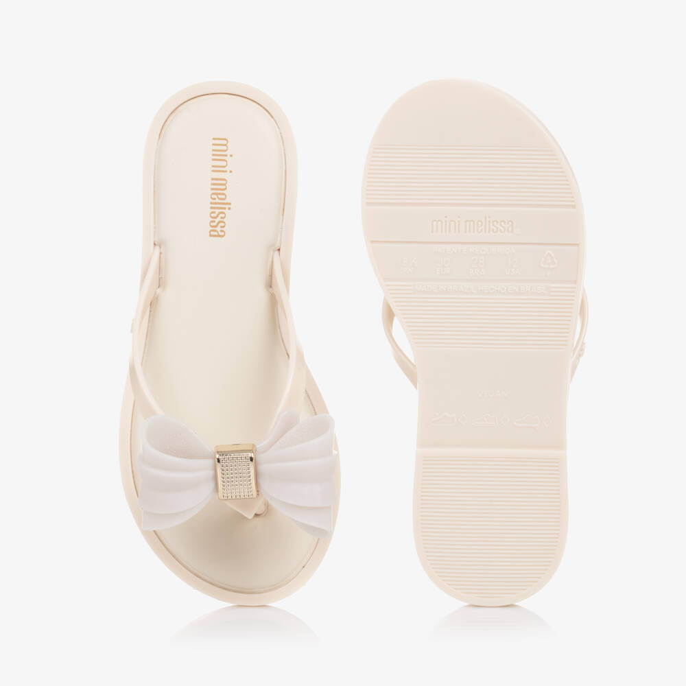 Mini Melissa - Girls Ivory Bow Jelly Flip-Flops | Childrensalon