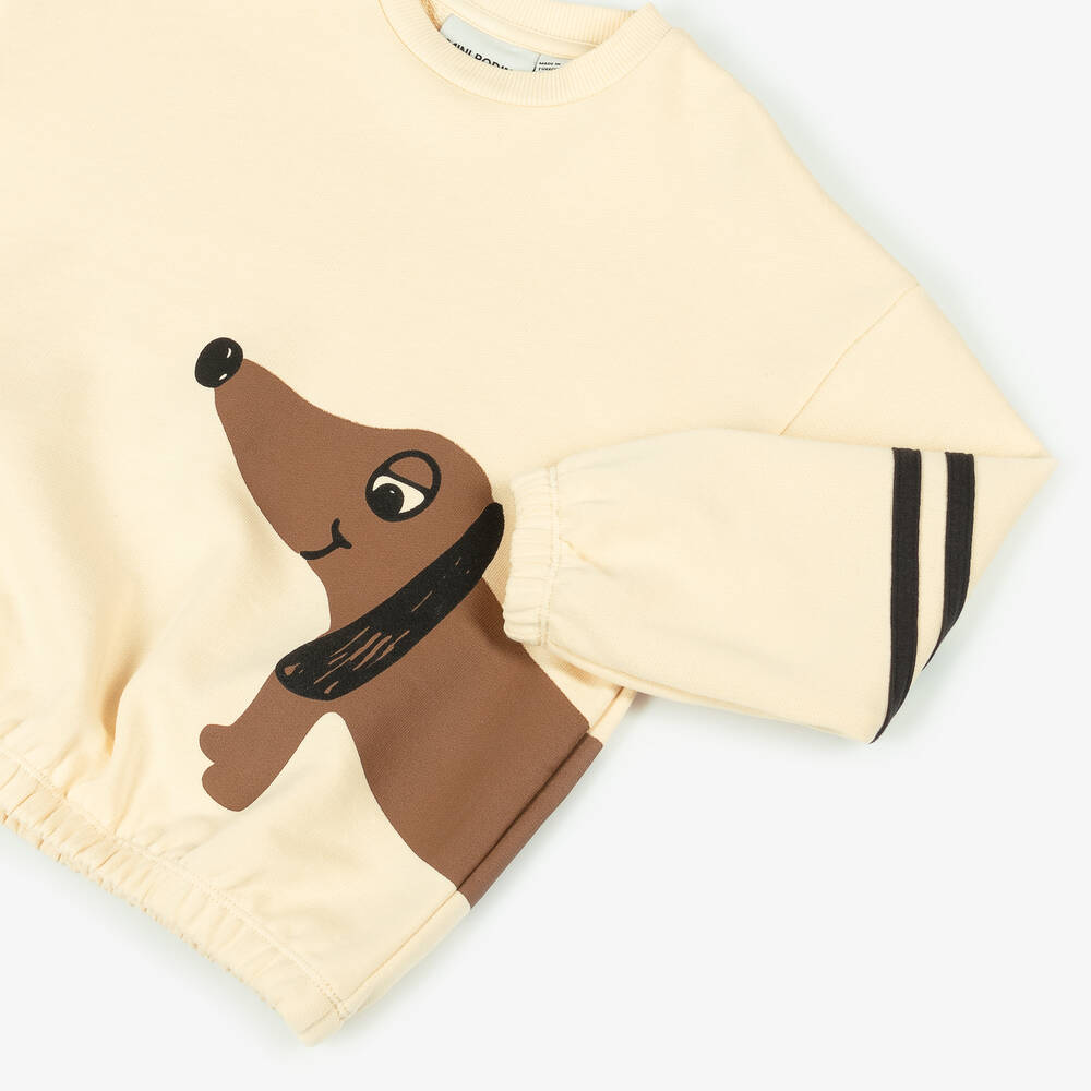 Mini Rodini - Beige Organic Cotton Dog Print Sweatshirt | Childrensalon