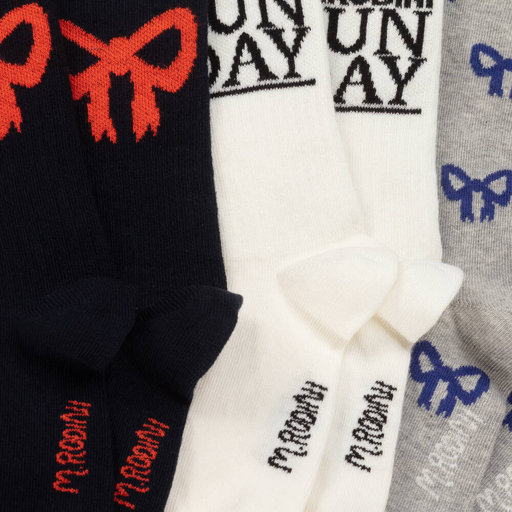 Mini Rodini - Blue & Grey Organic Cotton Socks (3 Pack) | Childrensalon