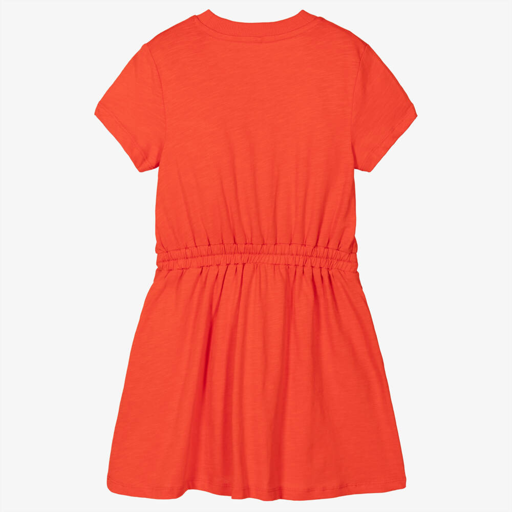 Mini Rodini - Girls Red Organic Cotton Music Note Dress | Childrensalon