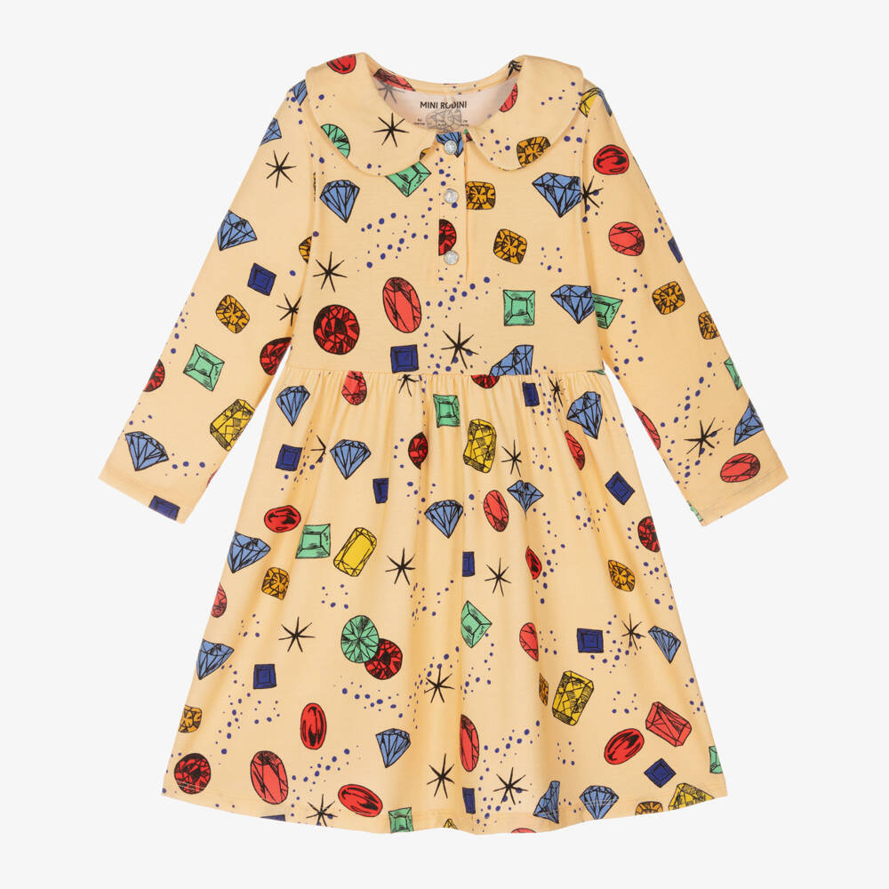 Mini Rodini - Girls Yellow Jewels Jersey Dress | Childrensalon