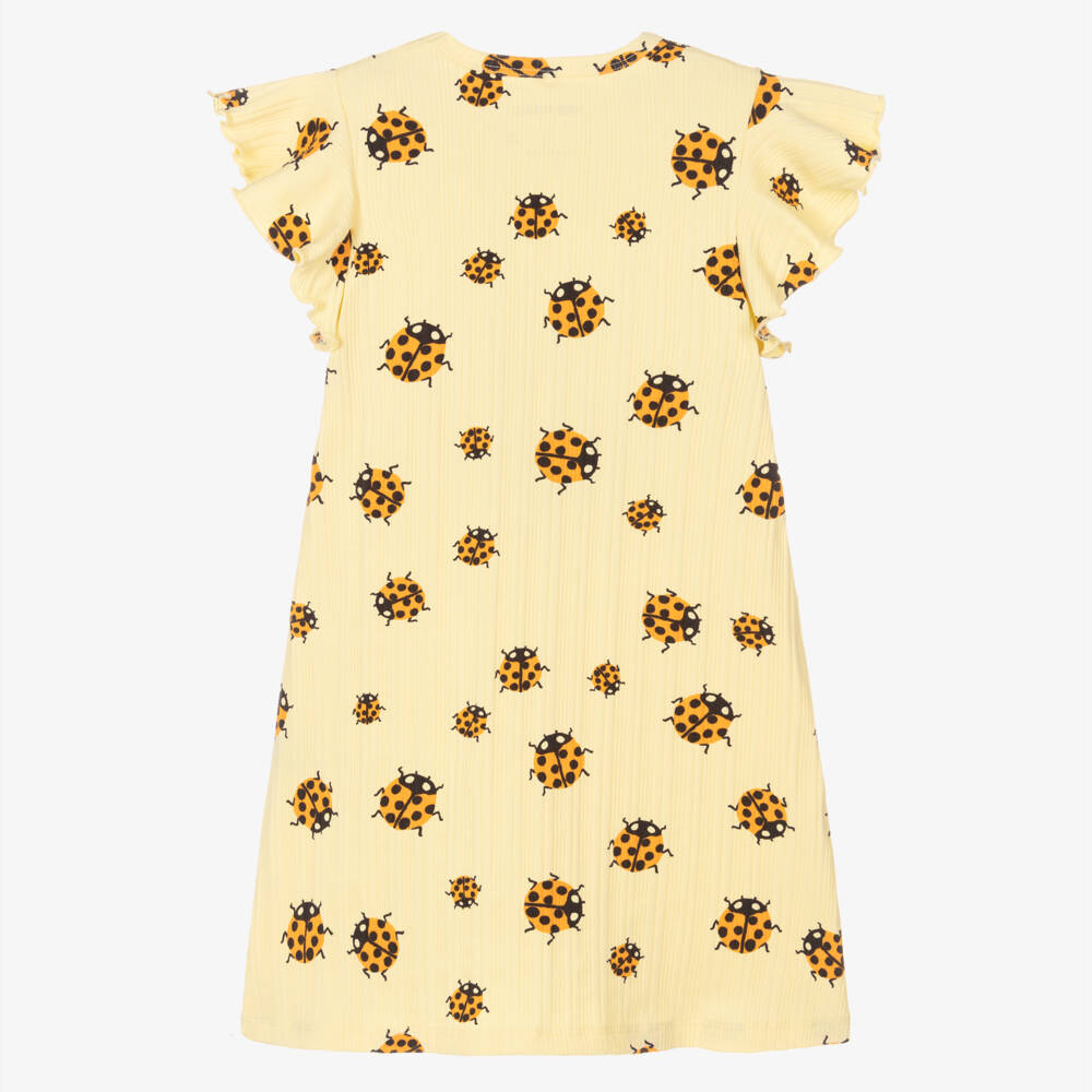 Mini Rodini - Girls Yellow Organic Cotton Ladybug Dress | Childrensalon