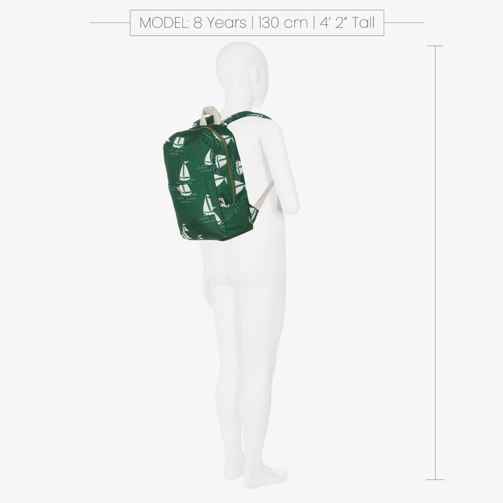 Mini Rodini - Green Boat Print Backpack (30cm) | Childrensalon