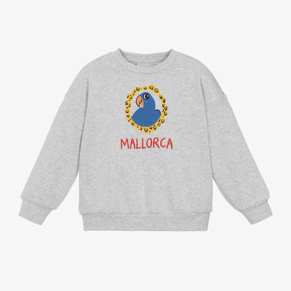 Mini Rodini - Grey Organic Cotton Parrot Sweatshirt | Childrensalon
