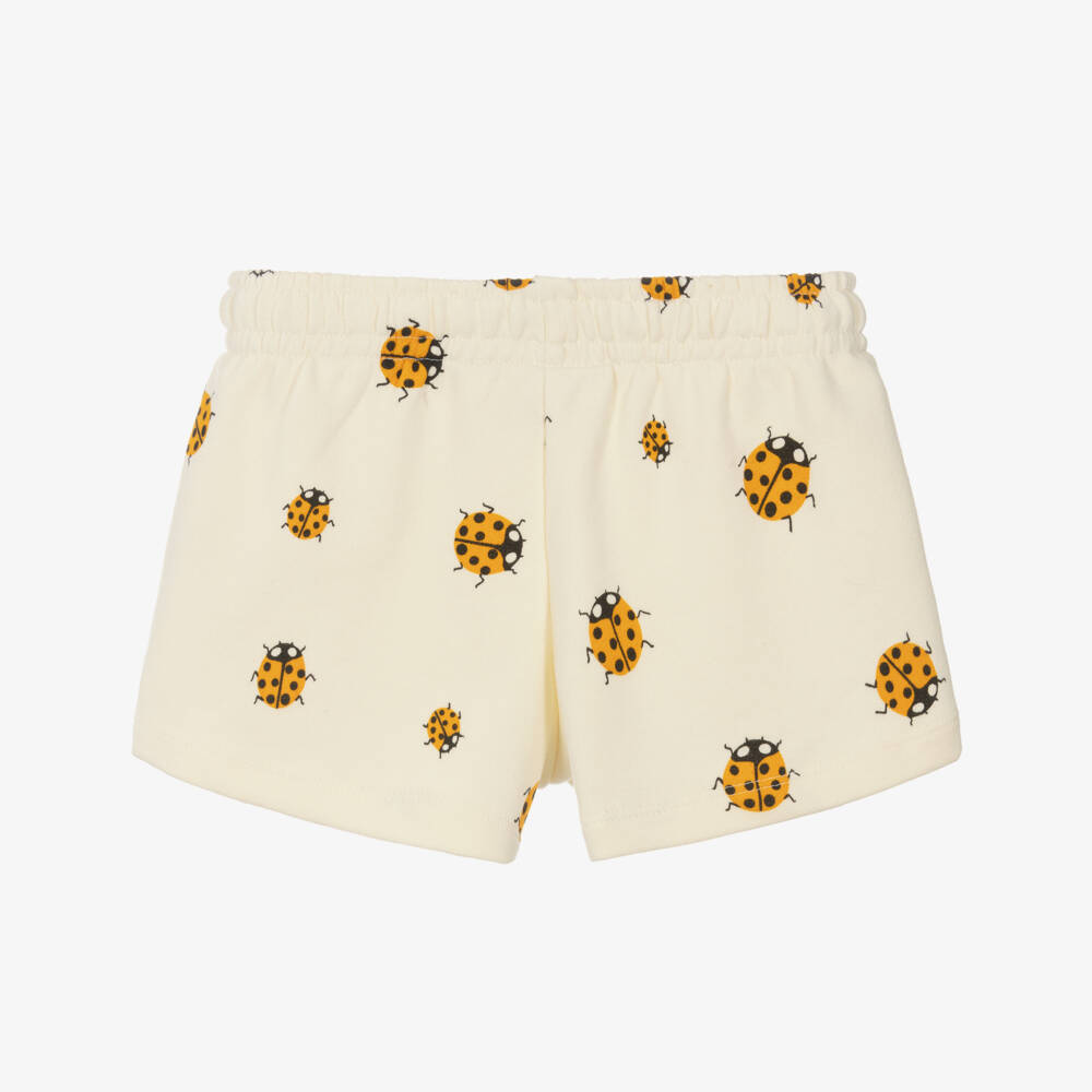 Mini Rodini - Ivory Cotton Ladybugs Shorts | Childrensalon