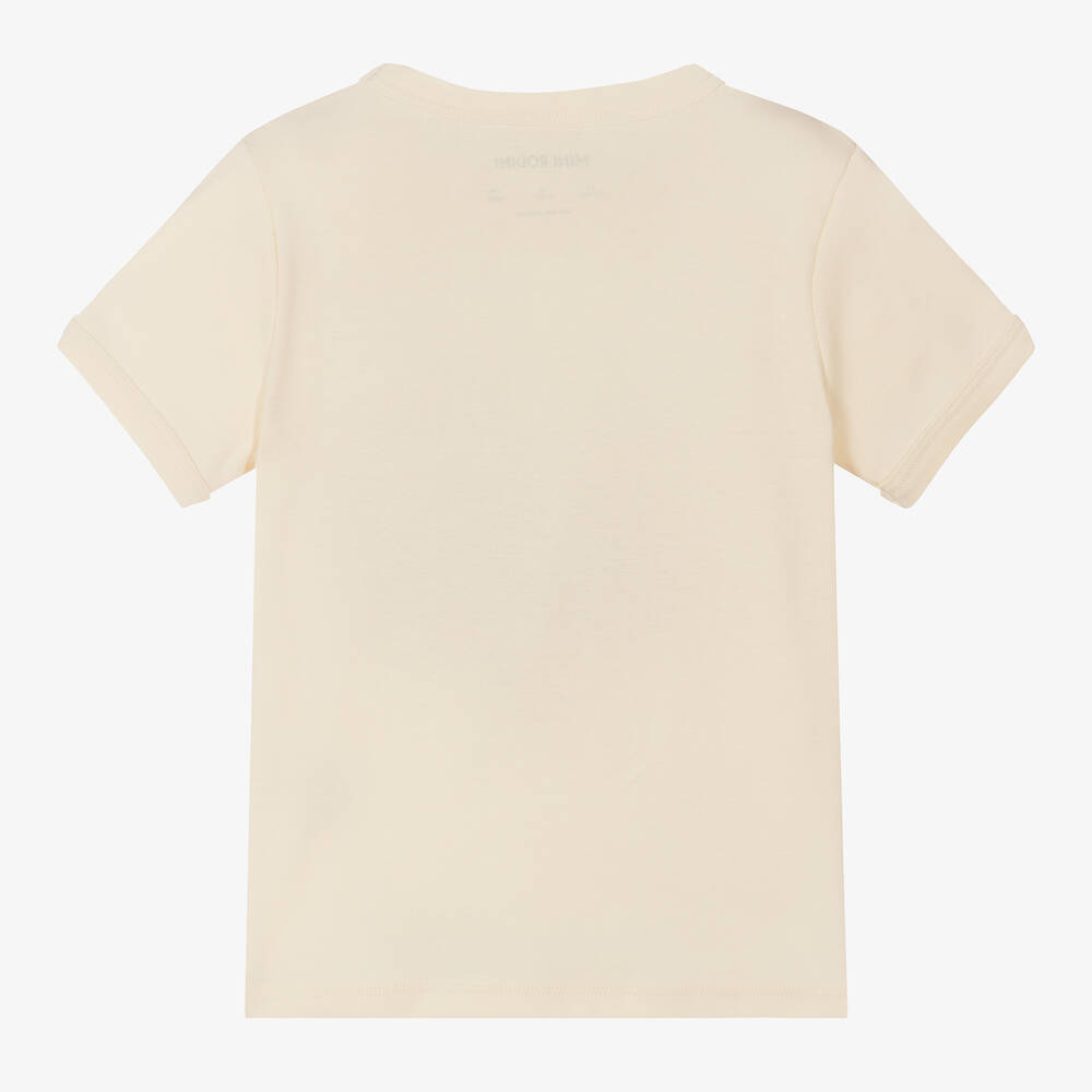 Mini Rodini - Ivory Organic Cotton Cats T-Shirt | Childrensalon