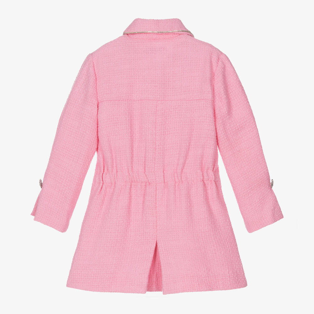 Miranda - Girls Pink Tweed & Diamanté Dress | Childrensalon