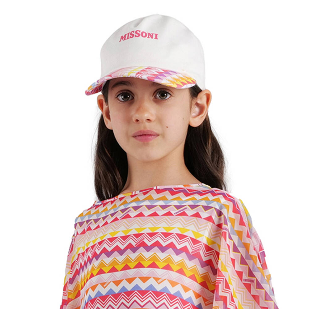 Missoni - Girls White Cotton Zigzag Cap | Childrensalon