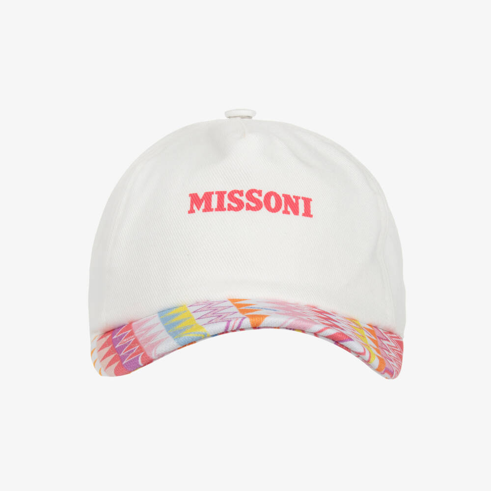 Missoni - Girls White Cotton Zigzag Cap | Childrensalon