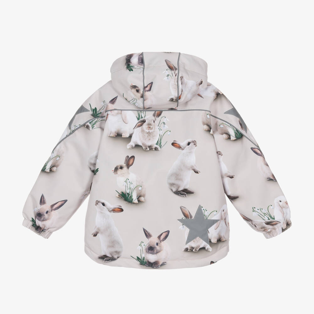 Molo - Beige Bunny Rabbit Padded Winter Jacket | Childrensalon