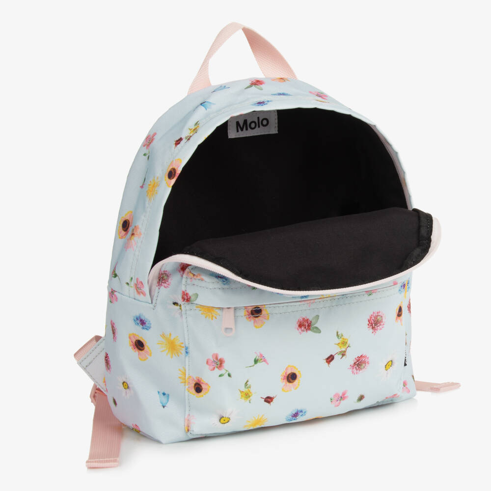 Molo - Blue Floral Backpack (28cm) | Childrensalon