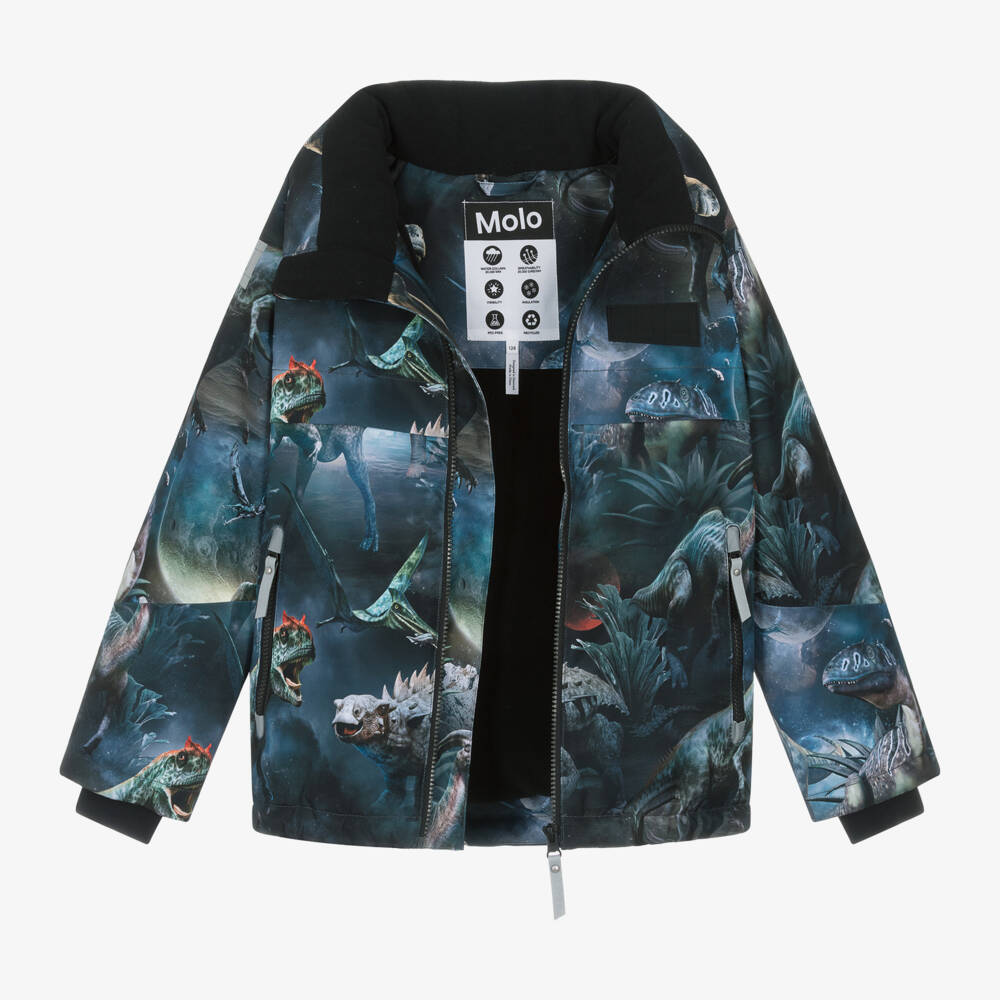 Molo - Boys Blue Dinosaur Technical Winter Jacket | Childrensalon