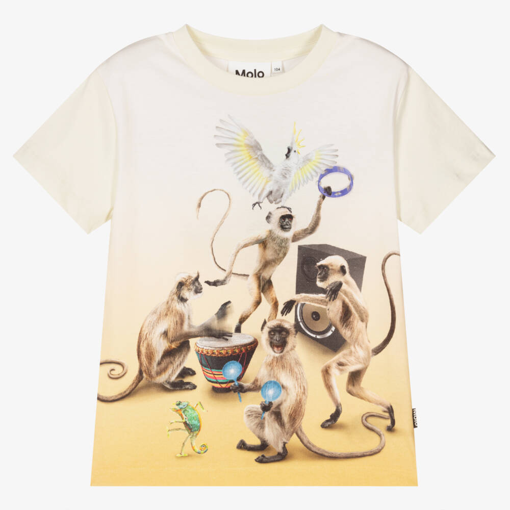 Molo - Boys Ivory Cotton T-Shirt | Childrensalon