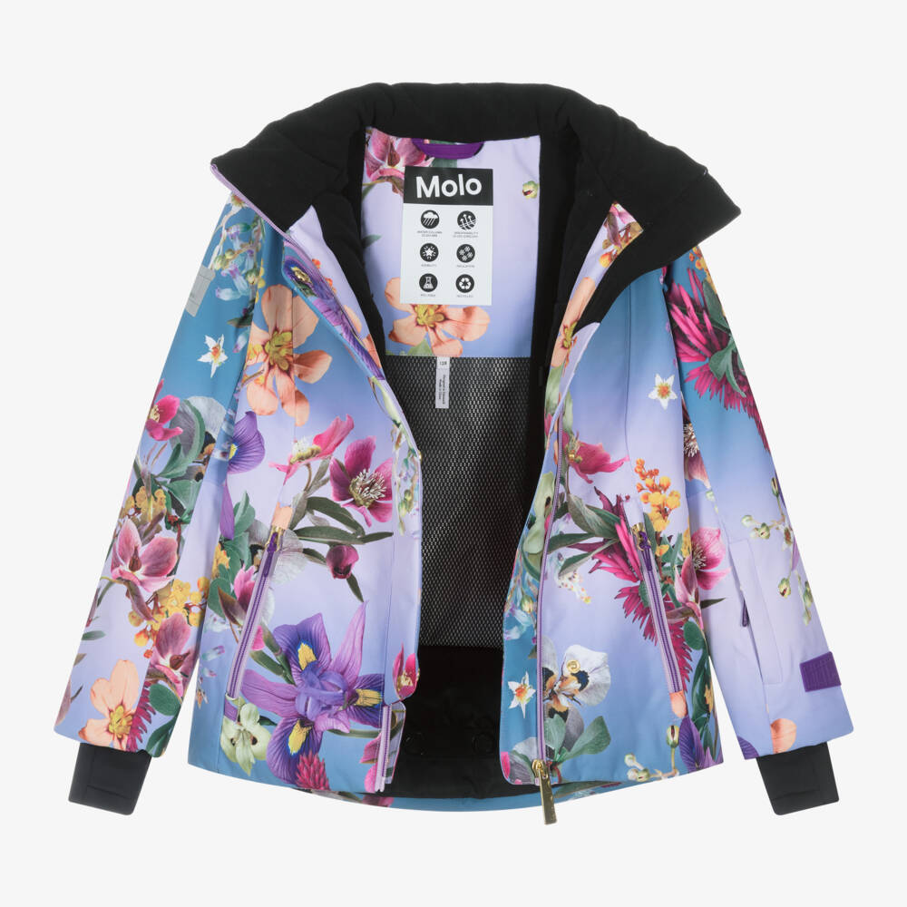 Molo - Girls Blue Floral Ski Jacket | Childrensalon