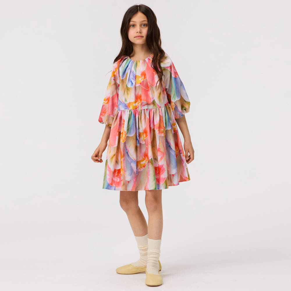 Molo - Girls Pink Cotton Tulips Dress | Childrensalon