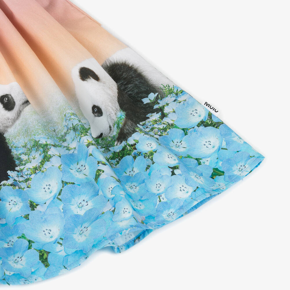 Molo - Girls Pink Organic Cotton Panda Dress | Childrensalon