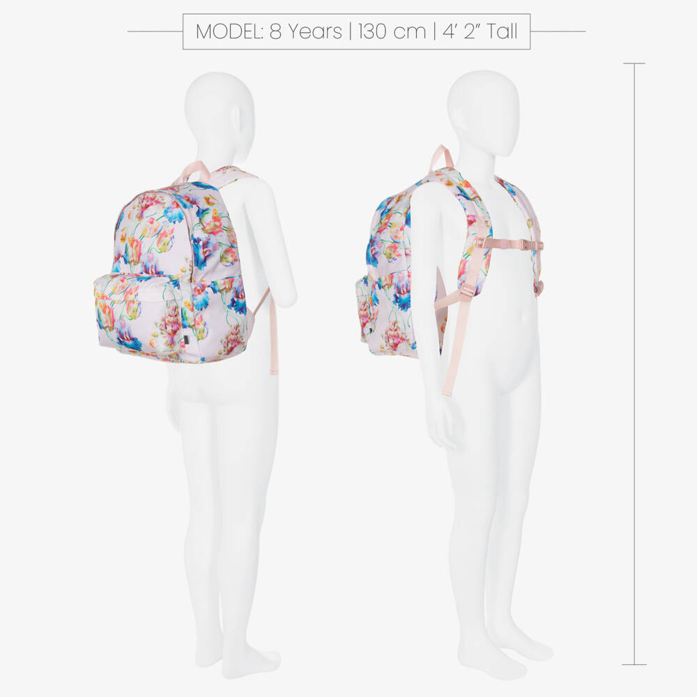 Molo - Girls Pink Tulips Backpack (41cm) | Childrensalon