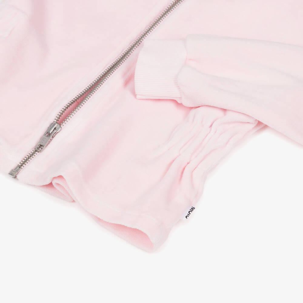 Molo - Girls Pink Velour Zip-Up Top | Childrensalon