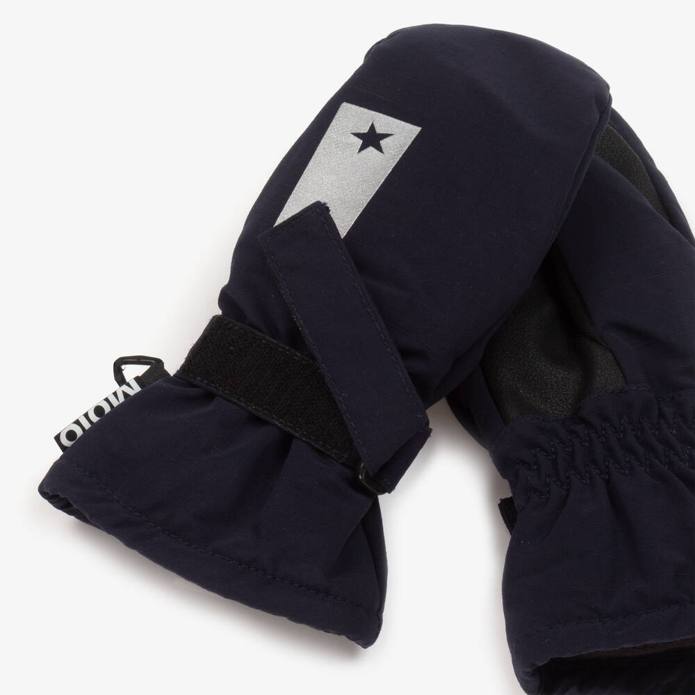 Molo - Navy Blue Star Insulated Mittens | Childrensalon